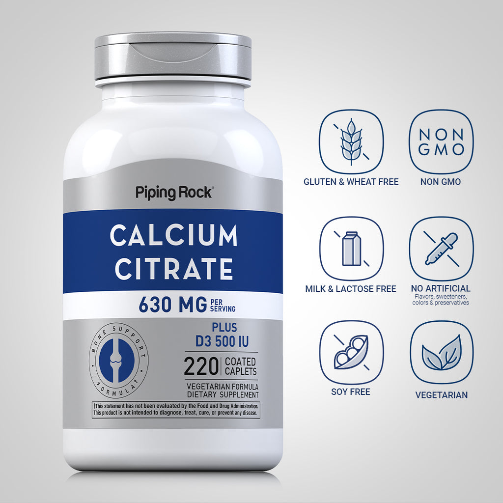 Calcium Citrate 630 mg (per serving) Plus D3 500 IU, 220 Coated Caplet