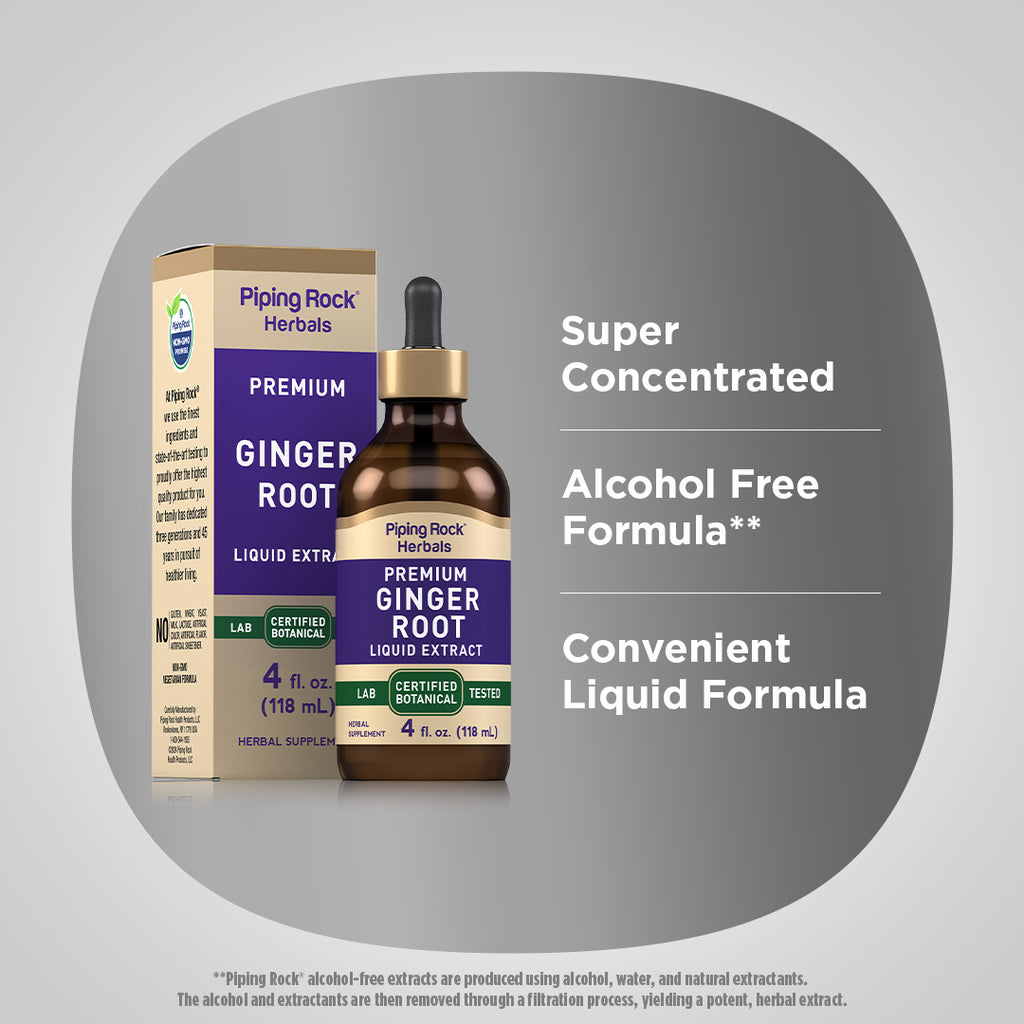 Ginger Root Liquid Extract Alcohol Free, 4 fl oz (118 mL) Dropper Bott