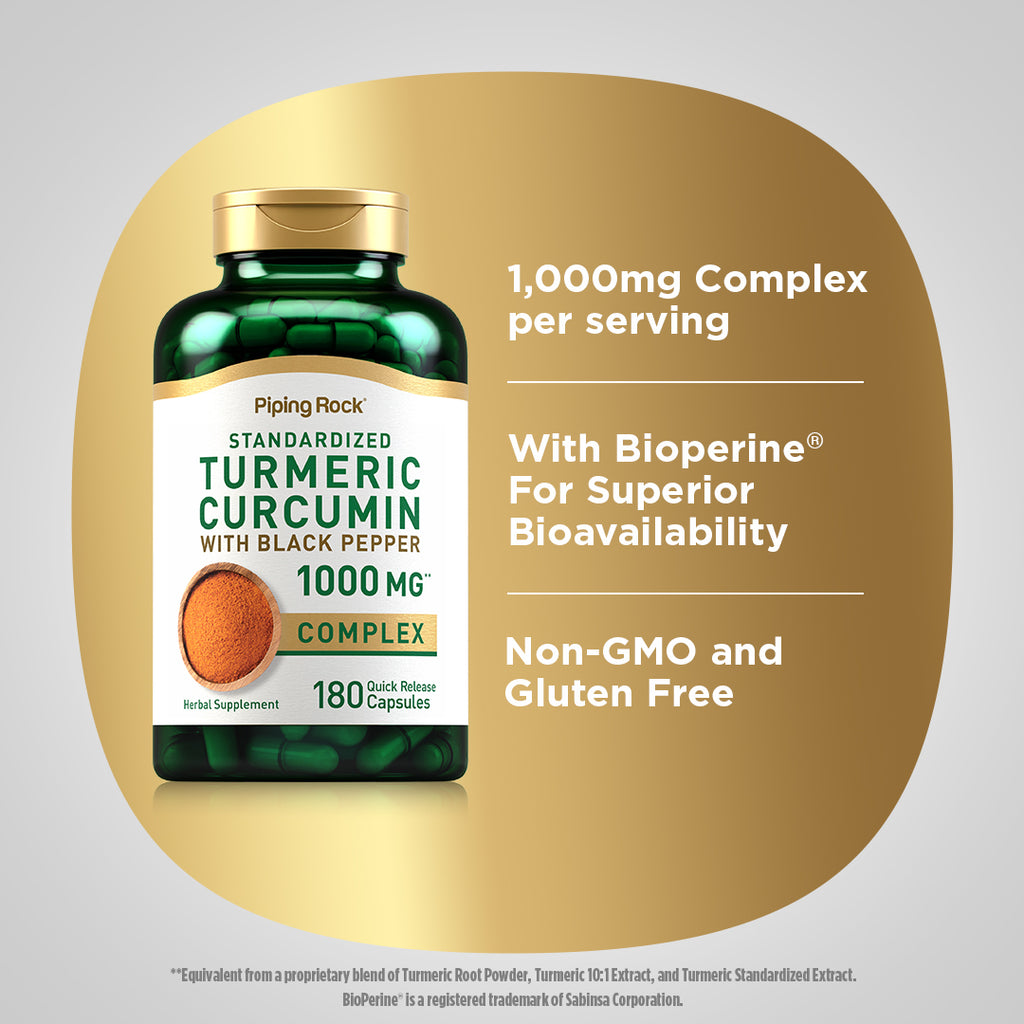 Standardized Turmeric Curcumin Complex w/ Black Pepper, 1000 mg, 180 Q