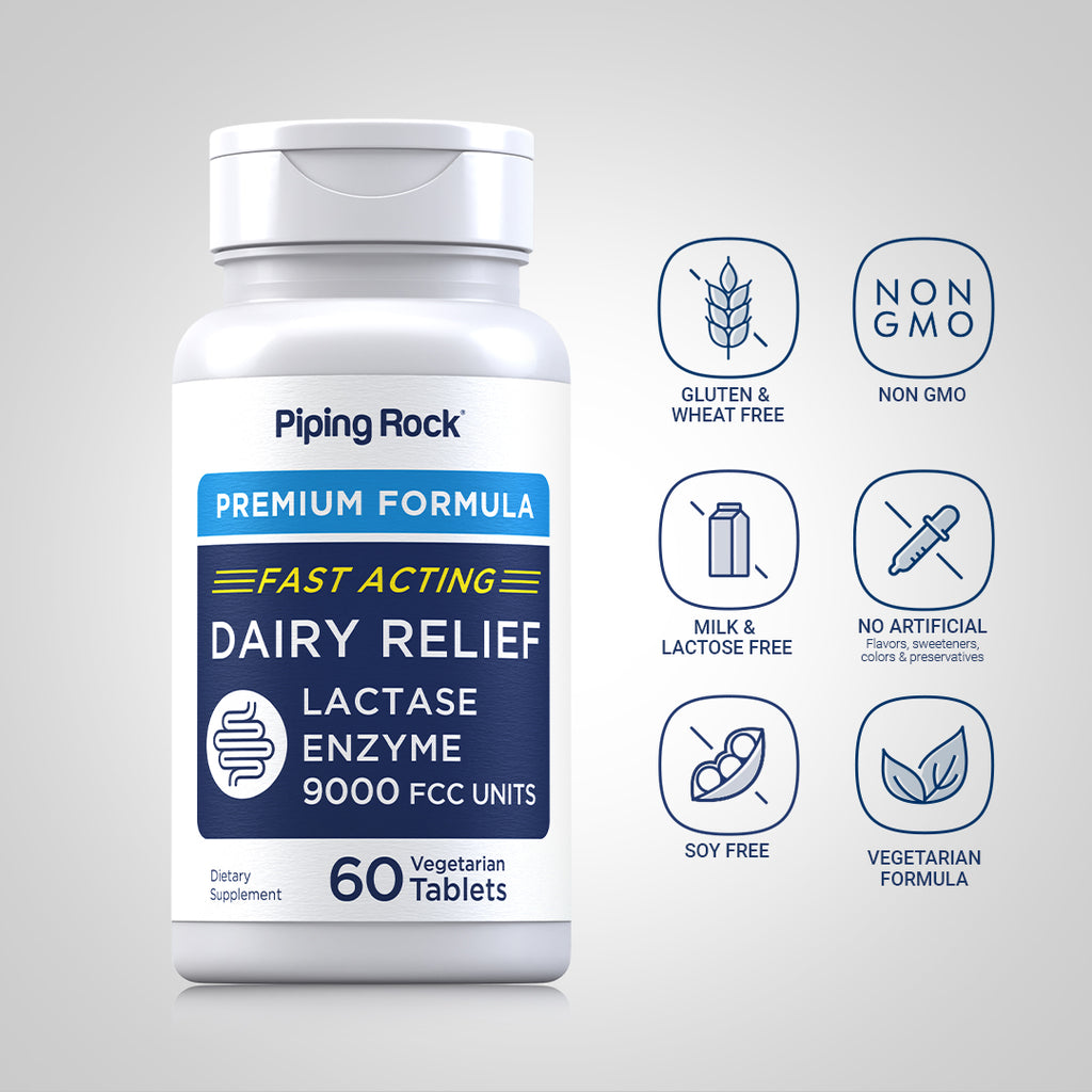 Super Dairy Digest-Lactase Enzyme 9000 FCC Units, 60 Vegetarian Tablet